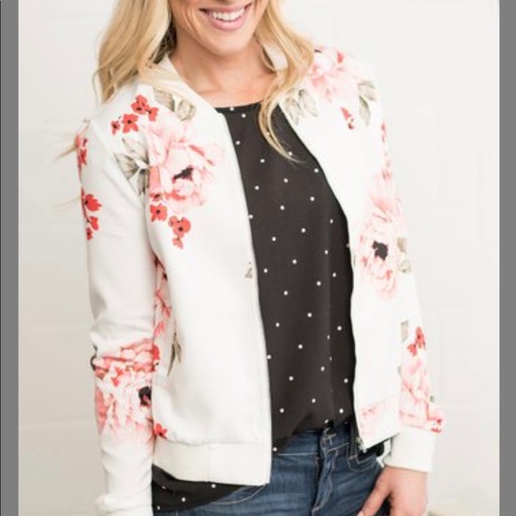 Darling | Jackets & Coats | Darling Brand White Flower Bomber | Poshmark